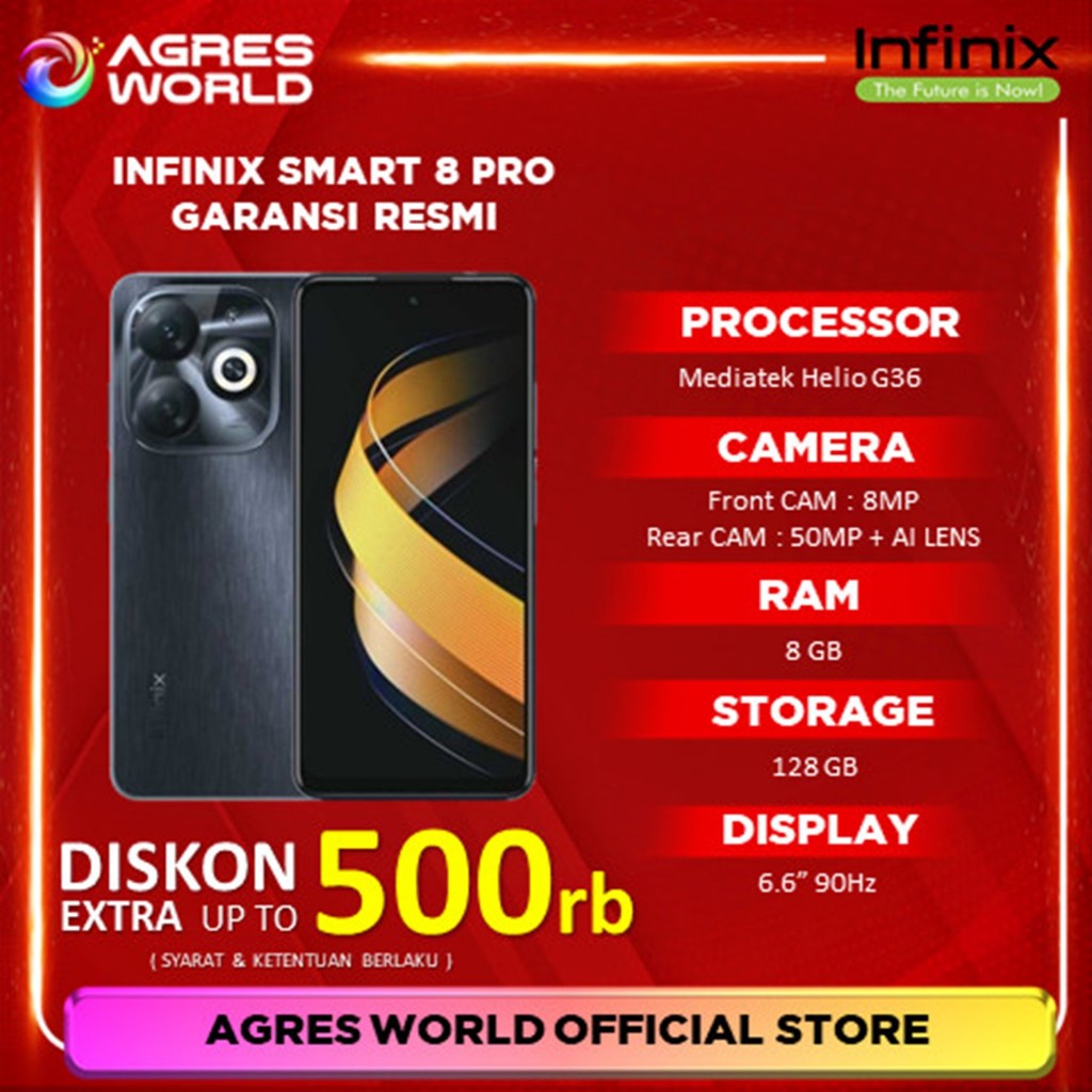 Jual INFINIX SMART 8 PRO 8GB 128GB BLACK BLUE WHITE GARANSI RESMI ...
