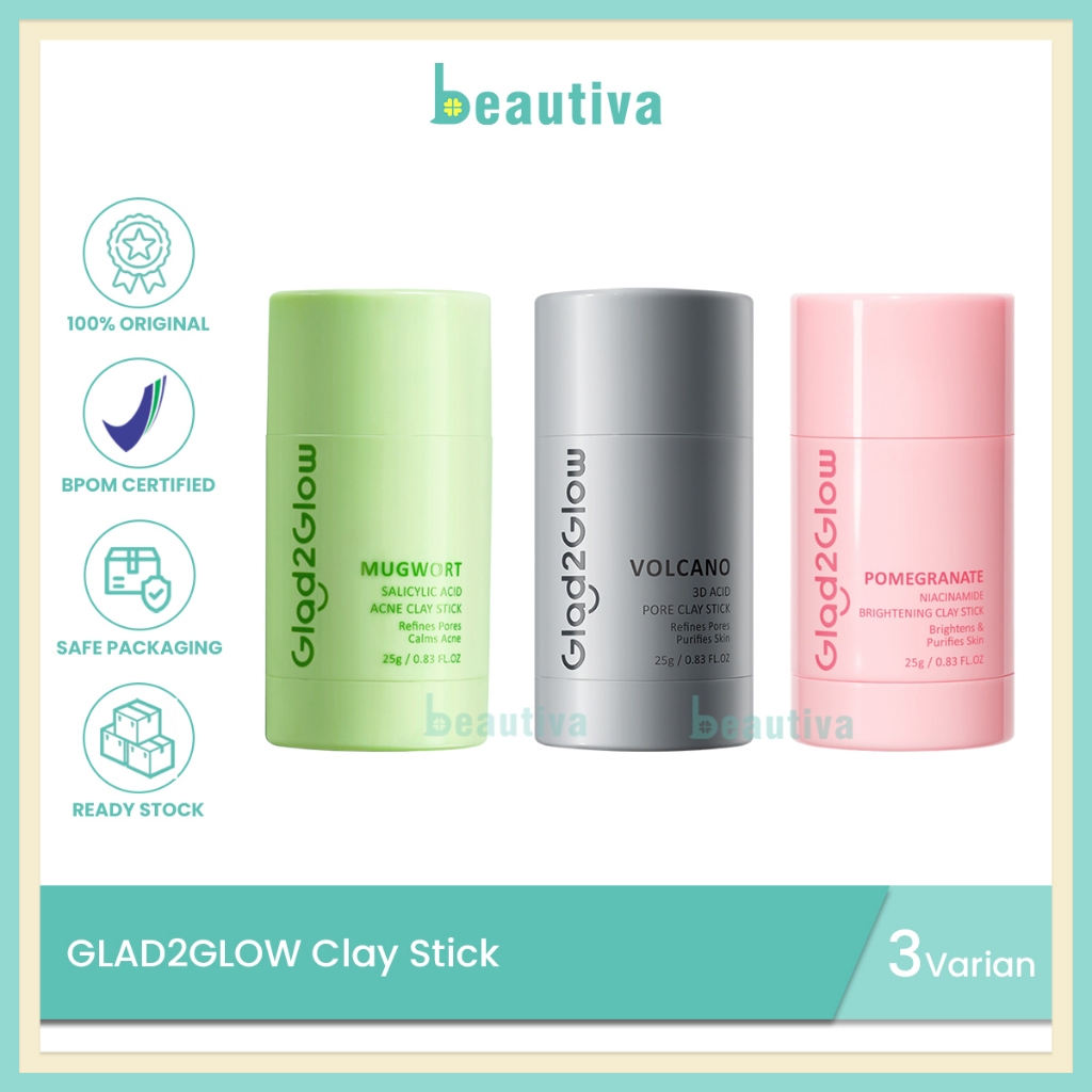 Jual Glad2Glow Clay Stick | Mugwort Salicylic Acid Acne Clay Stick - Volcano Pore Clay Stick ...