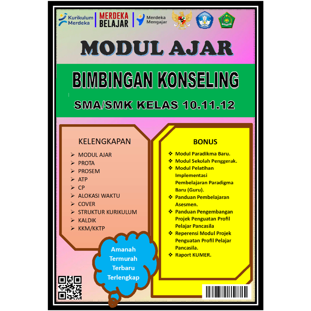 Jual MODUL AJAR BIMBINGAN KONSELING SMA/SMK/MA KELAS 10.11.12 KUMER ...