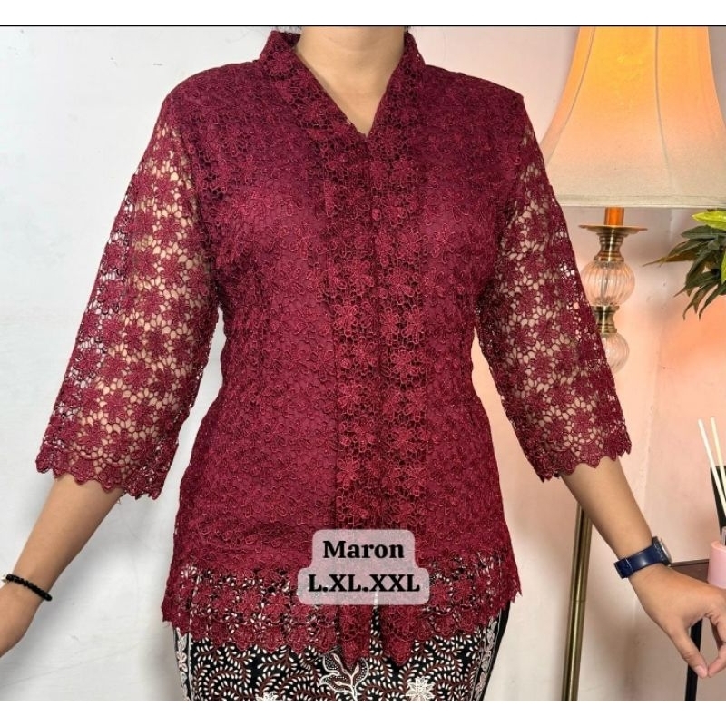 Jual Atasan Blus Brokat Hoki Premium | Shopee Indonesia