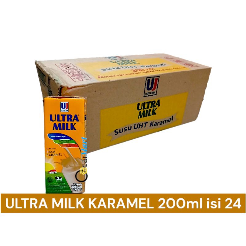Jual Susu ULTRA MILK 1 Dus isi 24 Kotak 200 ml Rasa KARAMEL | Shopee ...