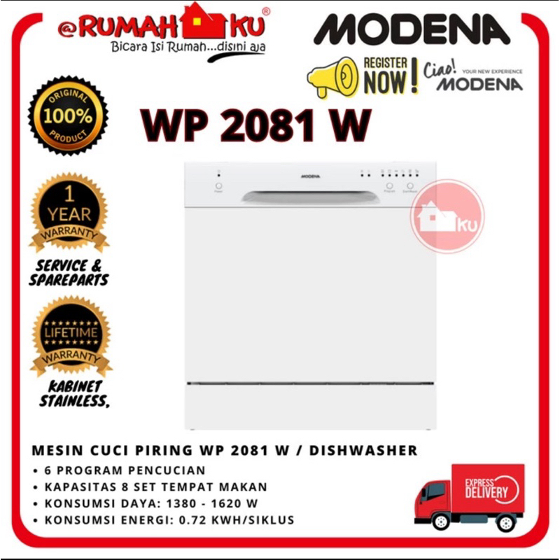 Jual MODENA MESIN CUCI PIRING WP 2081 W | Shopee Indonesia
