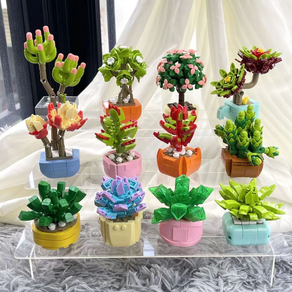 Jual Mainan Blok Mini Sukulen Edukatif DIY Flower Block Pot Tanaman ...