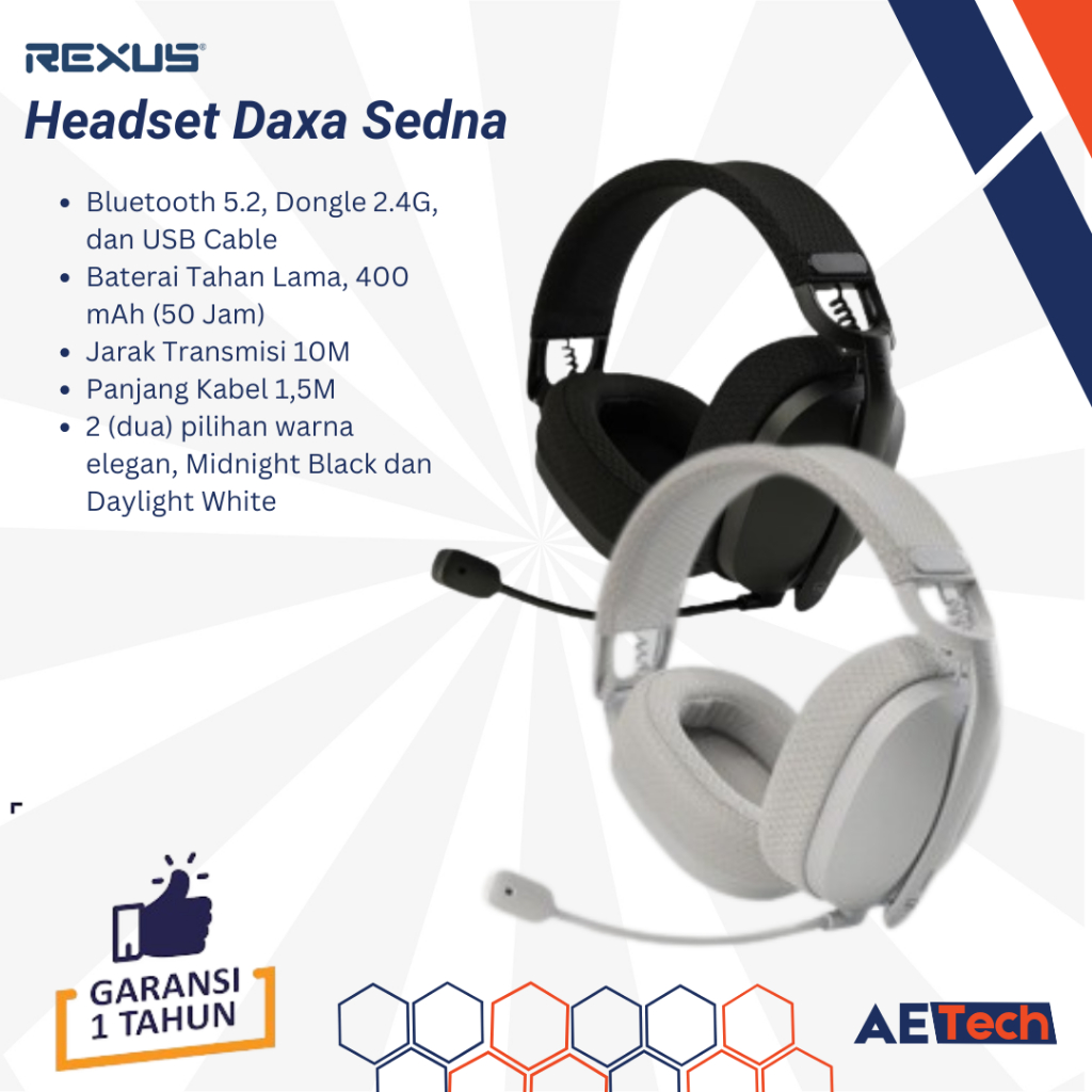 Jual Rexus Daxa Sedna Wireless Gaming Headset Triple Connection ...