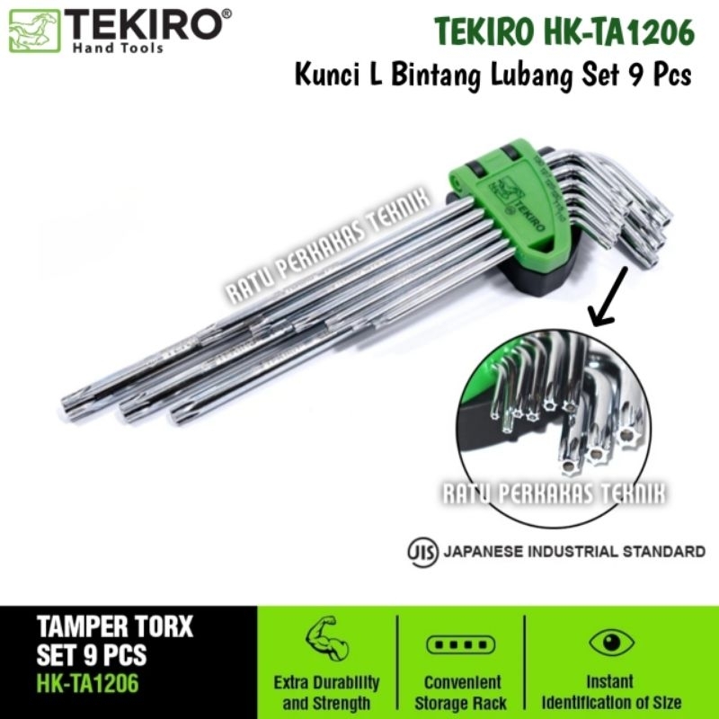 Jual Tekiro Kunci L Bintang Lubang Set 9 Pcs Tamper Torx T1 - T50 Original Hex Key Star Kuat ...