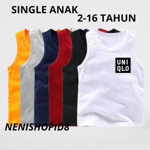 Jual Singlet Anak Unisex Logo UNIQLO Warna Anak Cowok/Cewek Tanktop ...