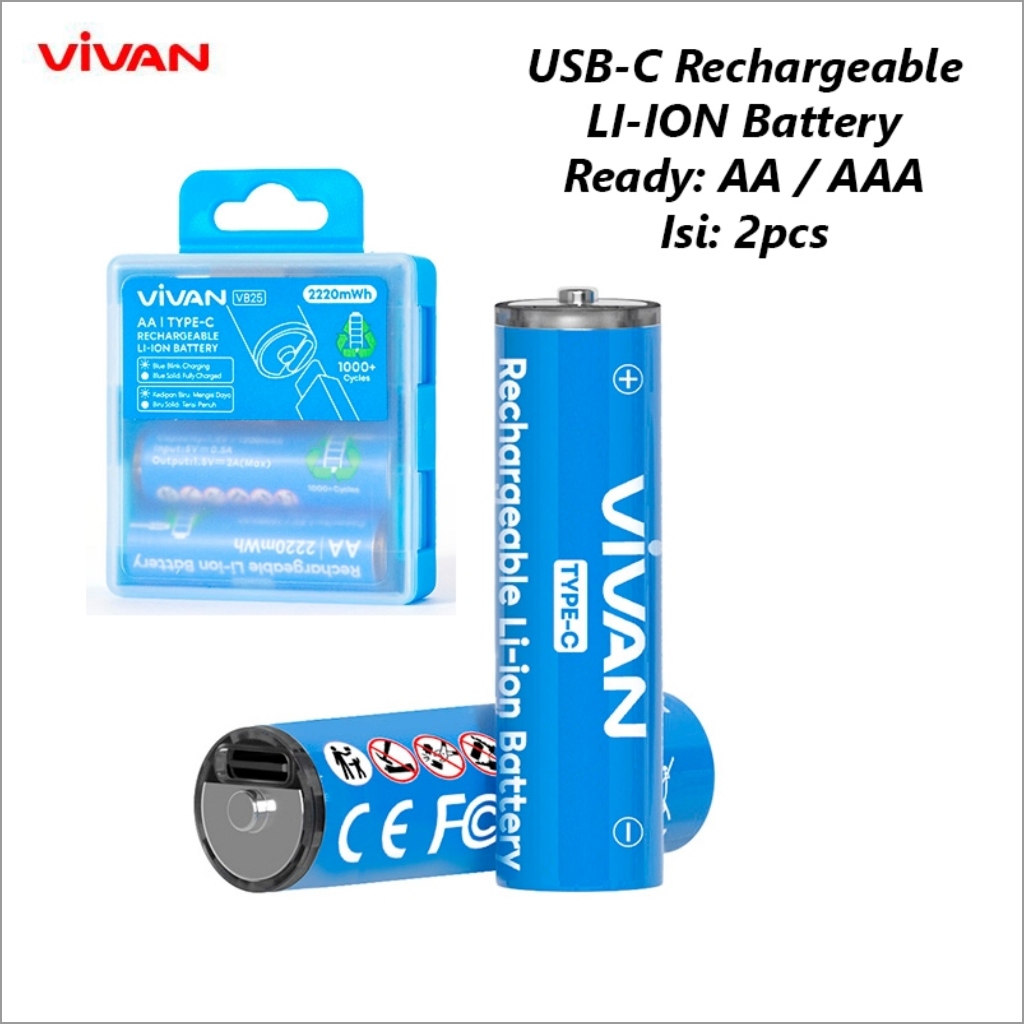 Jual Vivan VB25 VB27 Rechargeable LI-ION 1.5V Battery AA 1200mAh ...