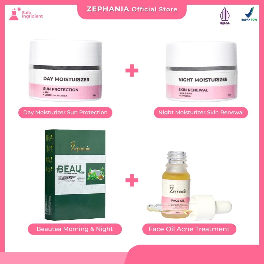 Jual Zephania Teh Beautea Day & Night - Cream Day - Cream Night - Serum Face Oil | Shopee Indonesia