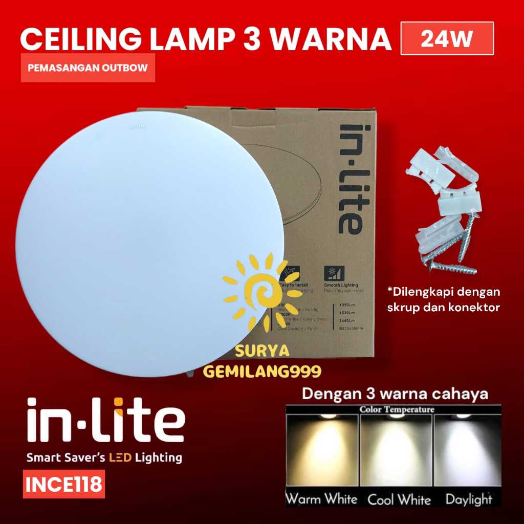 Jual INLITE - Lampu LED Plafon Baret Ceiling Light 24W 24 Watt ...