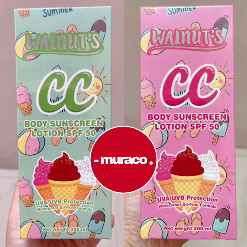 Jual WALNUTS CC Body Sunscreen Lotion SPF 50 PA+++ 200 ml | Shopee ...