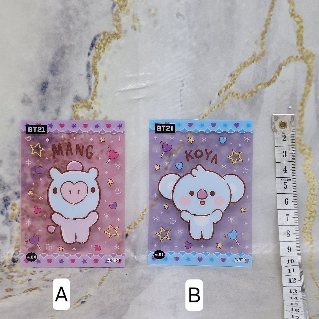 Jual BT21 Mang Koya Clear Card Gum No 01 04 Kartu Star Heart BT 21 ...