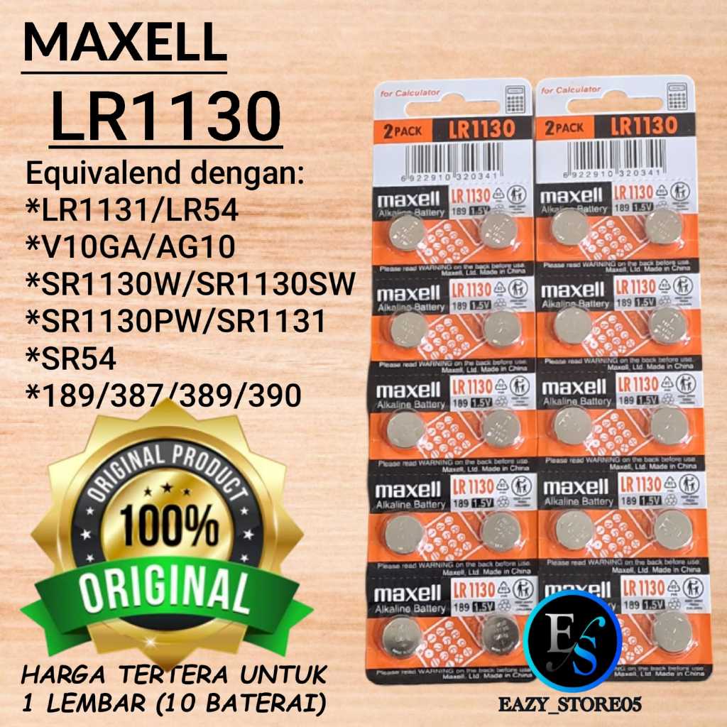 Jual Maxell LR1130 Original Alkaline Battery AG10 189 L1131F LR1131 Perlembar Isi 10 Pcs ...