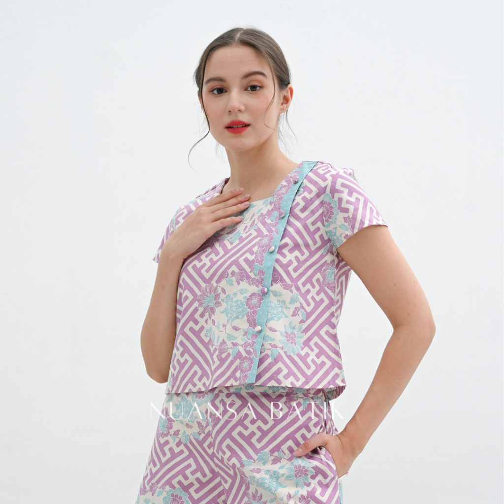 Jual Nuansa Batik Blouse Batik Model Crop Lengan Pendek Bahan Katun ...
