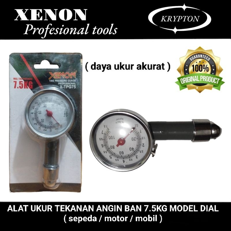 Jual Xenon ALAT UKUR TEKANAN ANGIN BAN 7.5KG MODEL DIAL( sepeda / motor ...