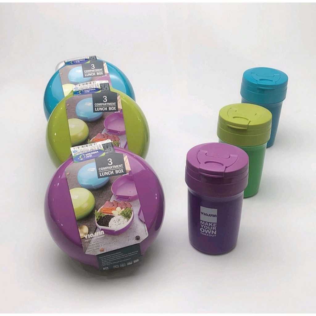 Jual Lunch Box 1Set Tempat Makan Bulat dan Tempat Minum600 ML SEKAT ...