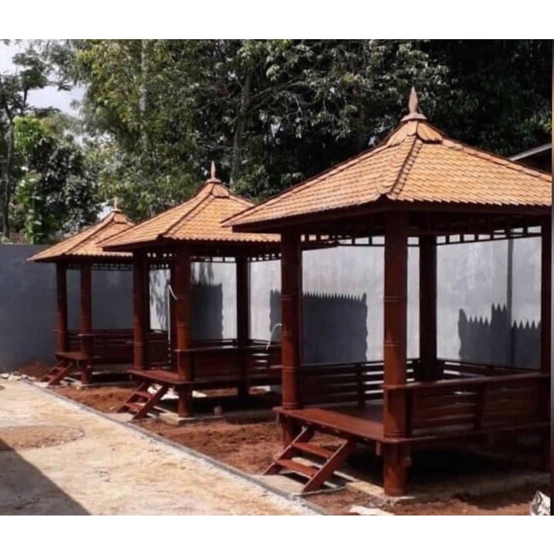 Jual Gazebo Taman Kayu Kelapa Atap Sirap | Saung Cafe Kayu | Gazebo ...
