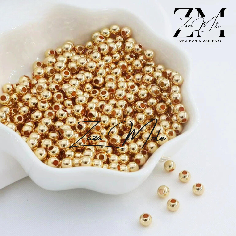 Jual Manik Mote Bulat Gold Anti Karat 3mm 4mm 6mm 8mm 15gr | Shopee ...