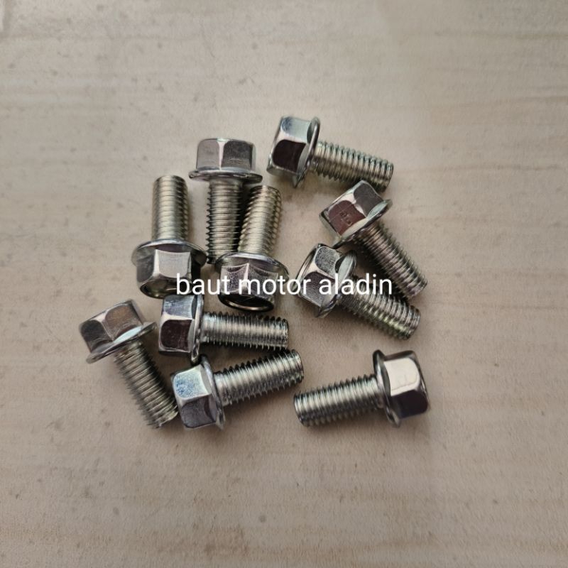 Jual Baut Topi/Flange Bolt 12/M8x20mm Kunci 12 (5 pcs) | Shopee Indonesia