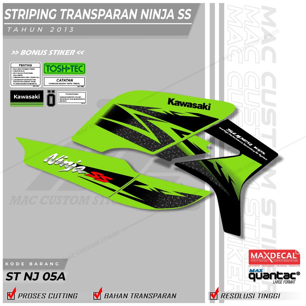 Jual STRIPING MAXDECAL VARIASI NINJA SS TRANSPARAN - NEW DESIGN ...