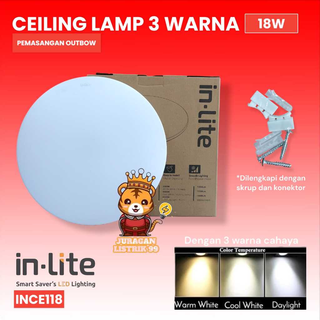 Jual Lampu Baret / Ceiling Light / Ceiling Lamp INLITE LED 18W INCE118 ...
