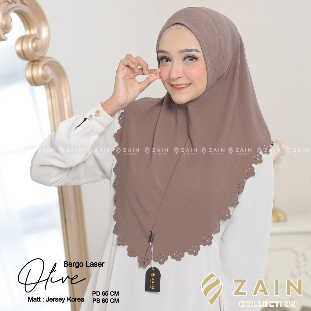 Jual Olive Hijab Instan Bergo Laser / Kerudung Bergo Jersey Korea High ...