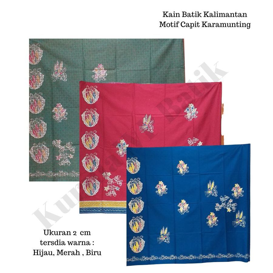 Jual Kain batik kalimantan motif Capit Karamunting warna hijau, Merah ...