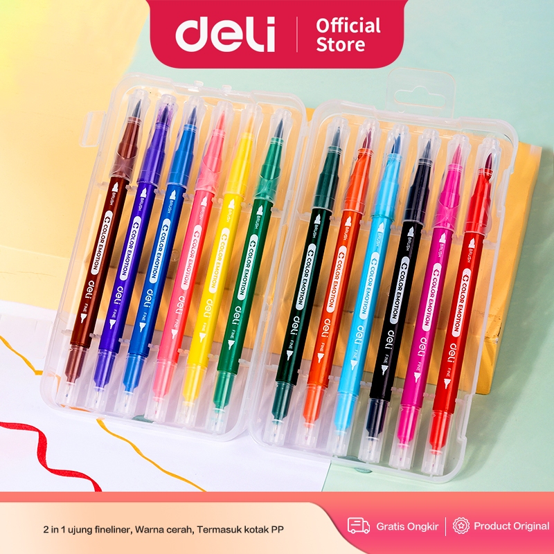Jual Deli Spidol Warna Dua Sisi / Double Side Felt Pen 12 & 24 EC151 ...