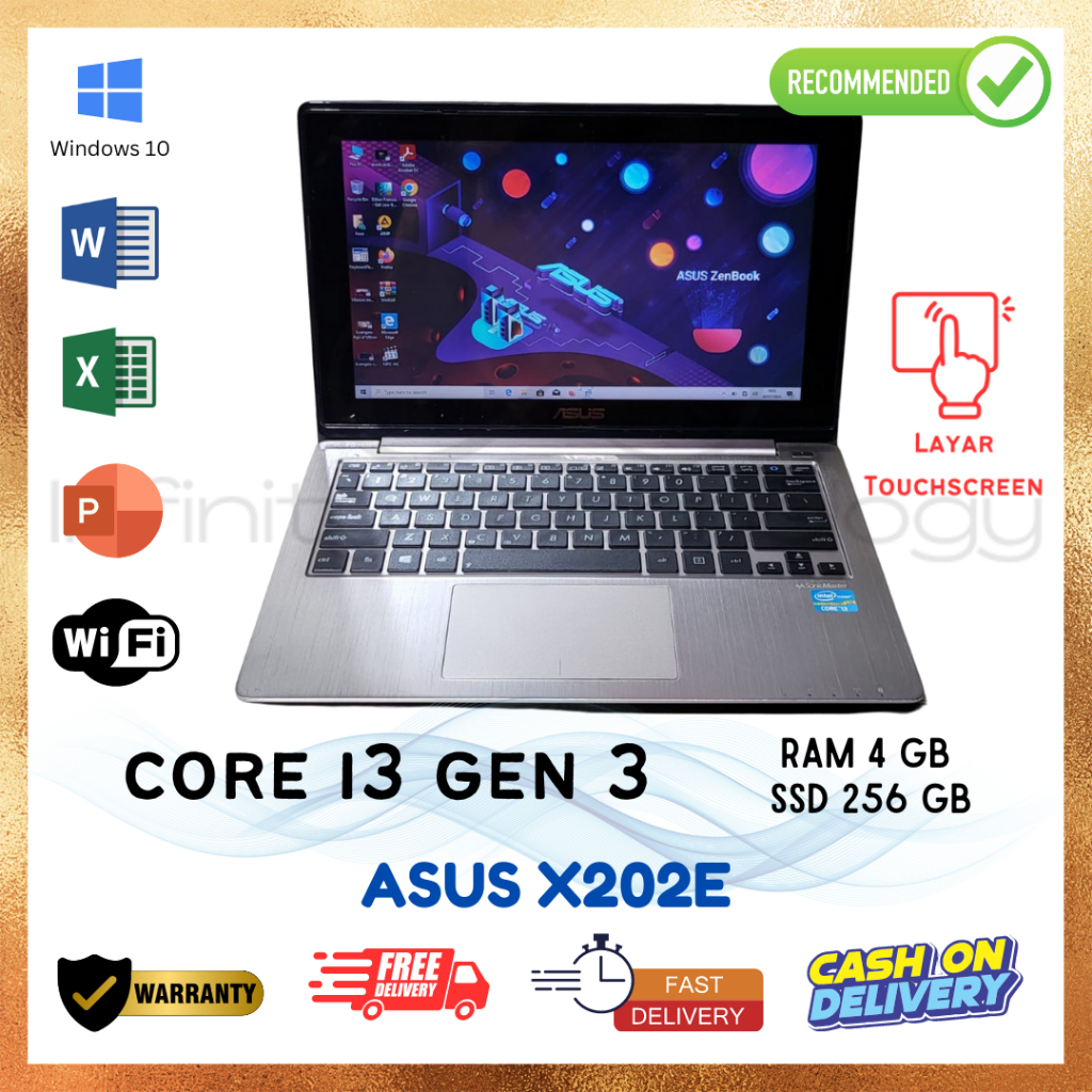 Jual ASUS X202E CORE I3 GEN3 RAM 4GB SSD 256GB TOUCHSCREEN 11 INCH RINGAN | Shopee Indonesia