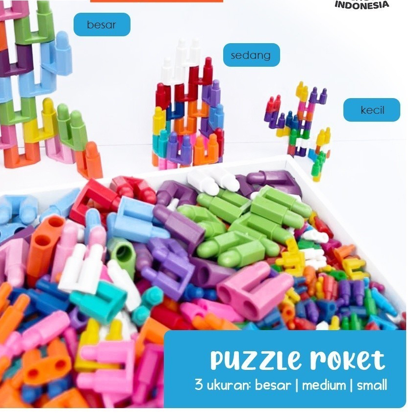 Jual GROSIRMAINANJKT Mainan Blok PUZZLE ROKET Mainan edukasi blok anak ...