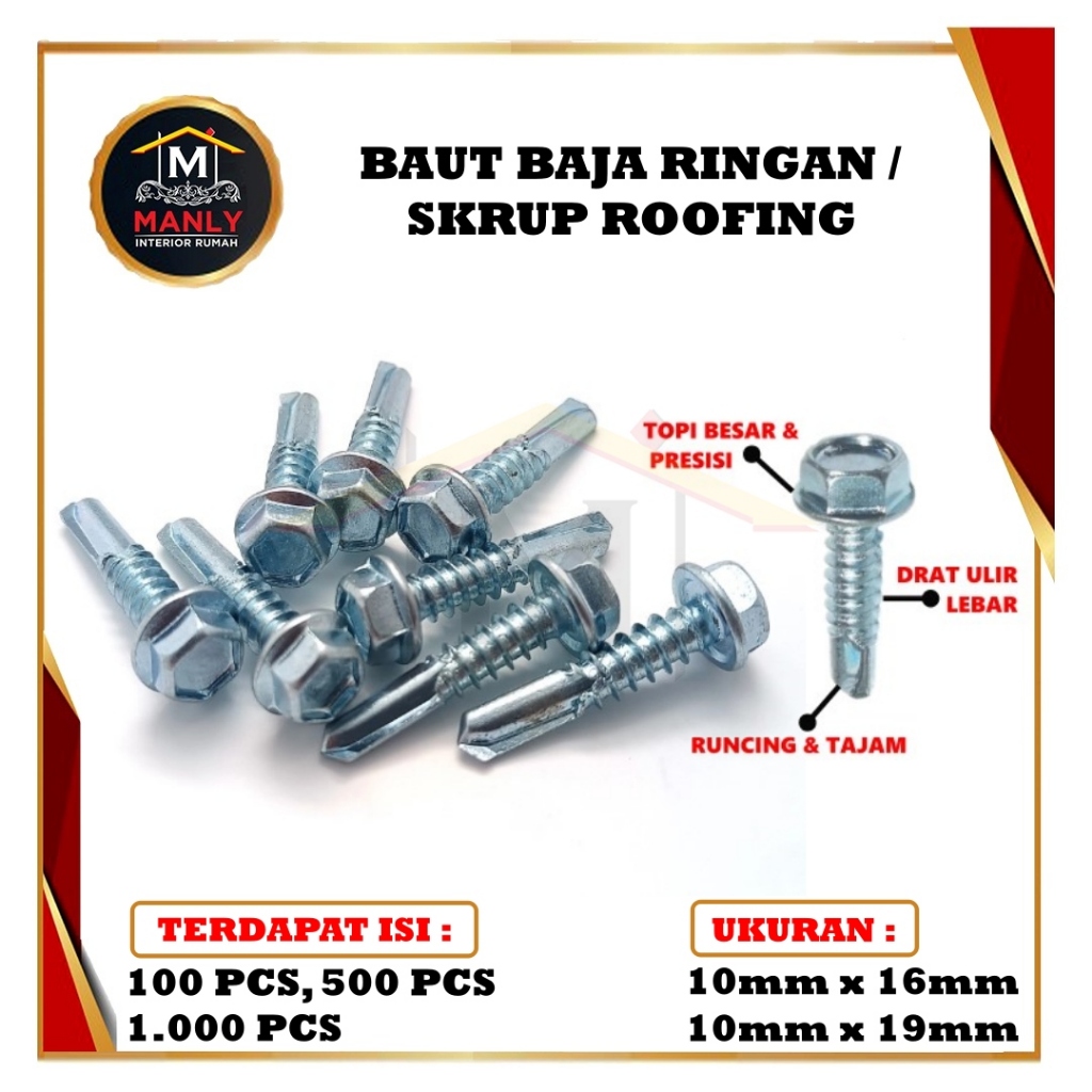 Jual Baut Skrup Roofing Ruping Baja Ringan Driling Screw Sekrup Paku ...