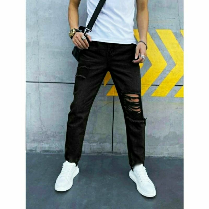 Jual CELANA SOBEK PRIA RIPPED JEANS ROBEK STANDAR BASIC REGULER JINS ...