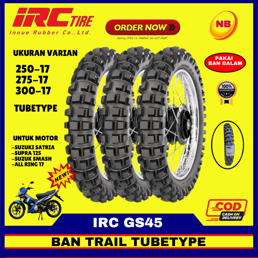 Jual Ban Motor IRC GS45 Trail Ring 17 ( 250), ( 275), (300) Supra Revo ...