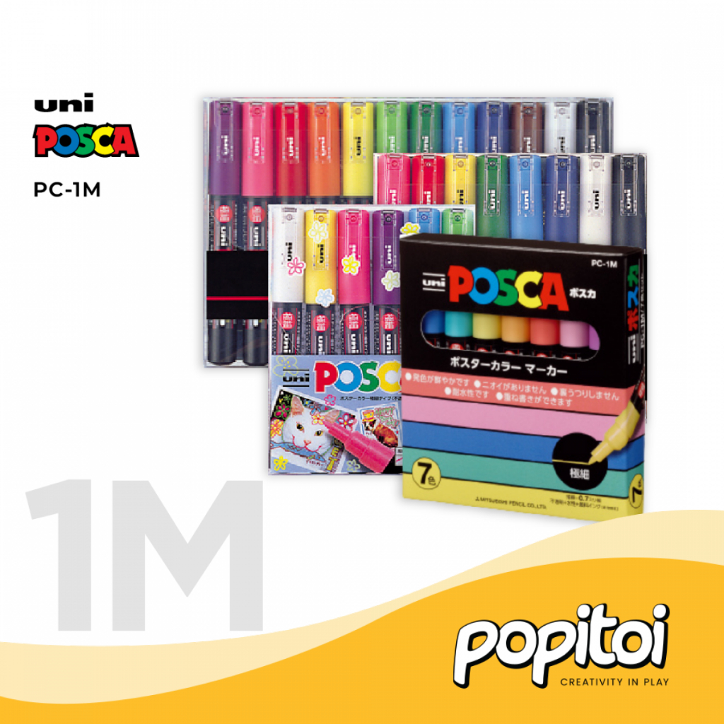 Jual UNI Posca PC-1M Acrylic Marker SET 6 7 8 12 Colors Extra Fine Tip ...