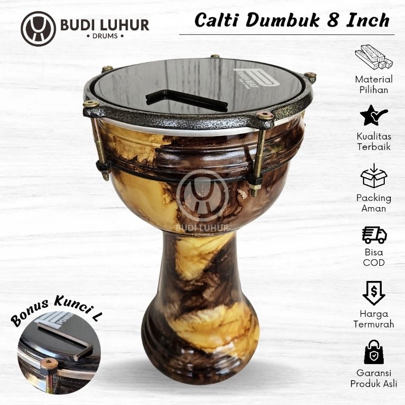 Jual Calti Darbuka Fullset 8 inch Marmer Coklat Dumbuk Mika Power Beat ...