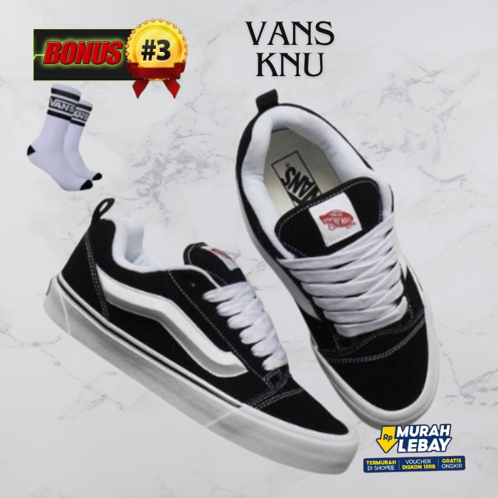 Jual GRATIS KAOS KAKI Vans Knu Skool Black White / Navy White Original ...