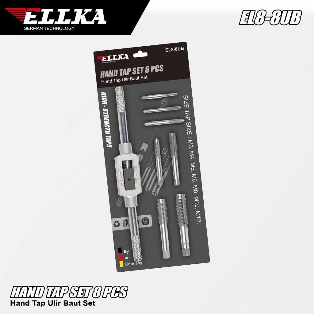 Jual Set 8 Pcs Hand Tap Set Ulir Drat Dalam + Gagang Stang Handle Alat ...