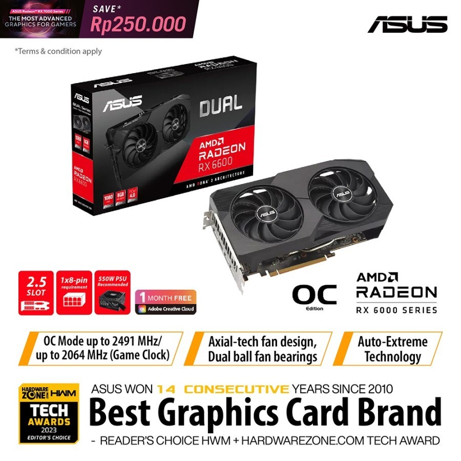 Jual ASUS Dual Radeon RX 6600 V2 8GB GDDR6 | Shopee Indonesia