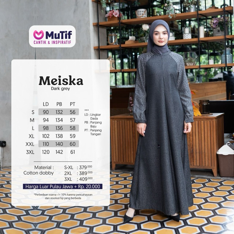 Jual GAMIS MUTIF WANITA TERBARU SERIES MEISKA DARK GREY | Shopee Indonesia