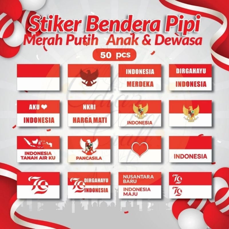 Jual Stiker Pipi Bendera Merah Putih / Sticker Bendera Indonesia / isi ...