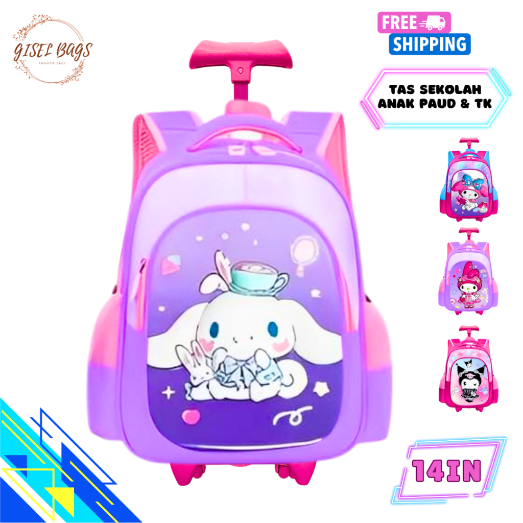 Jual tas koper anak perempuan sekolah tk & paud gambar kuromi 3d timbul ...