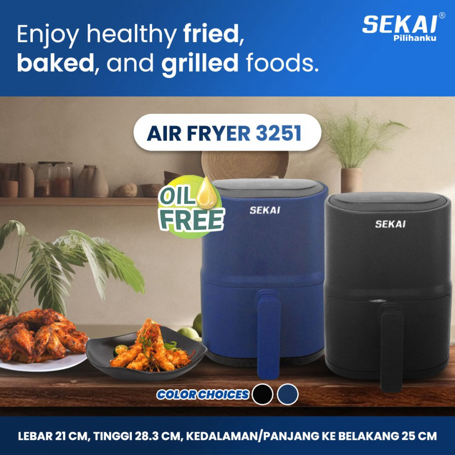 Jual Air Fryer Sekai AFS 3251 2,3 L Low Watt Goreng Tanpa Minyak Digital | Shopee Indonesia