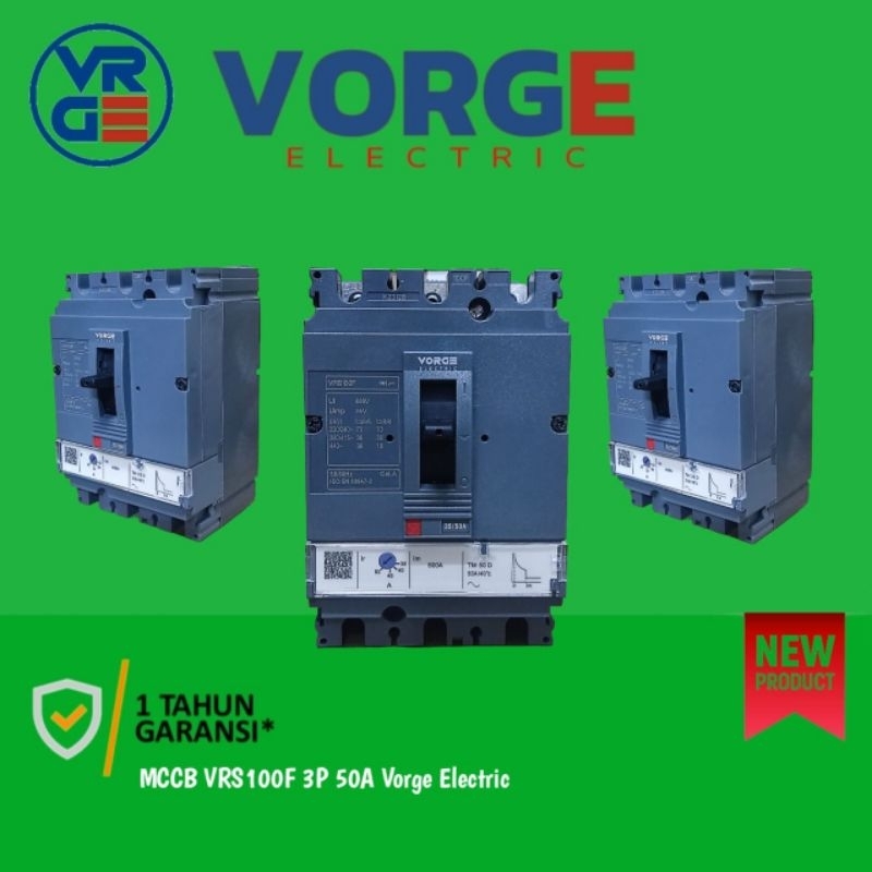 Jual MCCB Breaker adjustable VORGE VRS100F 3P 40A 32A 25A 16A 3Pole 3Phase setara CVS100F 3 P 3 ...