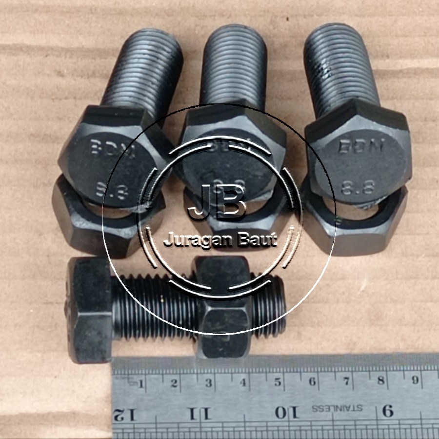 Jual BAUT BAJA KUNCI 19 M12X50 PANJANG 5 CM 5CM GRADE 8.8 HTB M12 X 50 FULL DRAT HITAM BAUT 19 ...