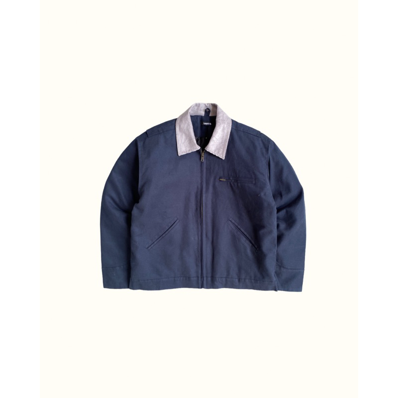 Jual Timbre Work Jacket Quilted Navy Collar Light Grey | Shopee Indonesia