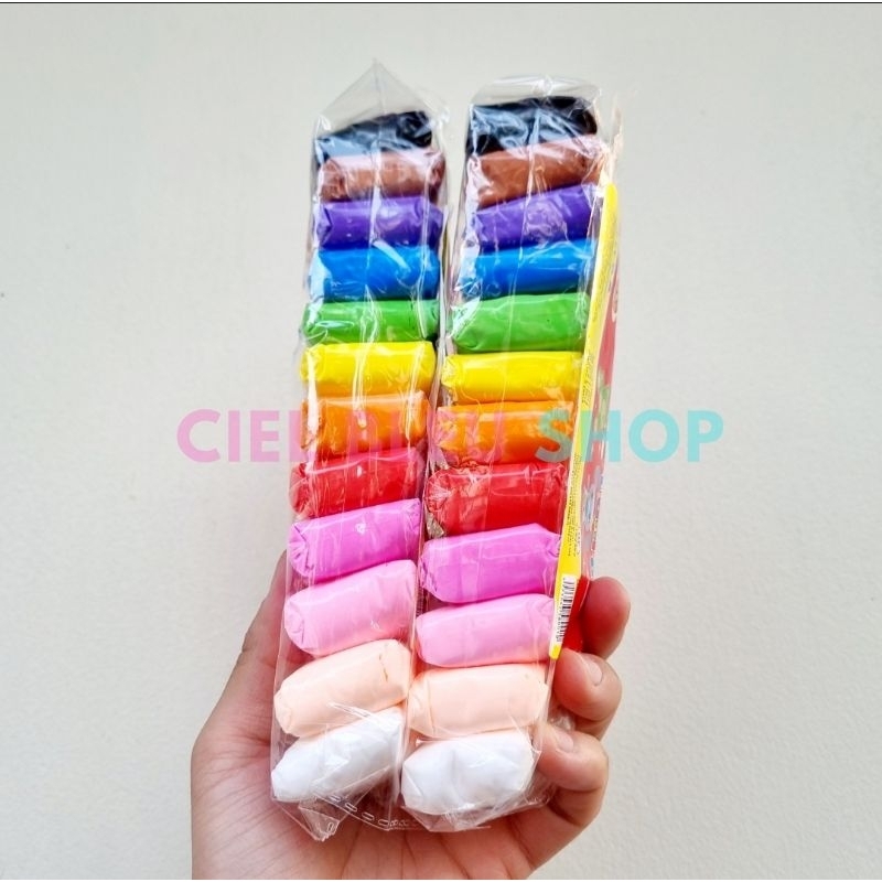 Jual 12 in 1 Clay Polymer Super Light Rainbow / Clay Warna Mainan Lilin ...