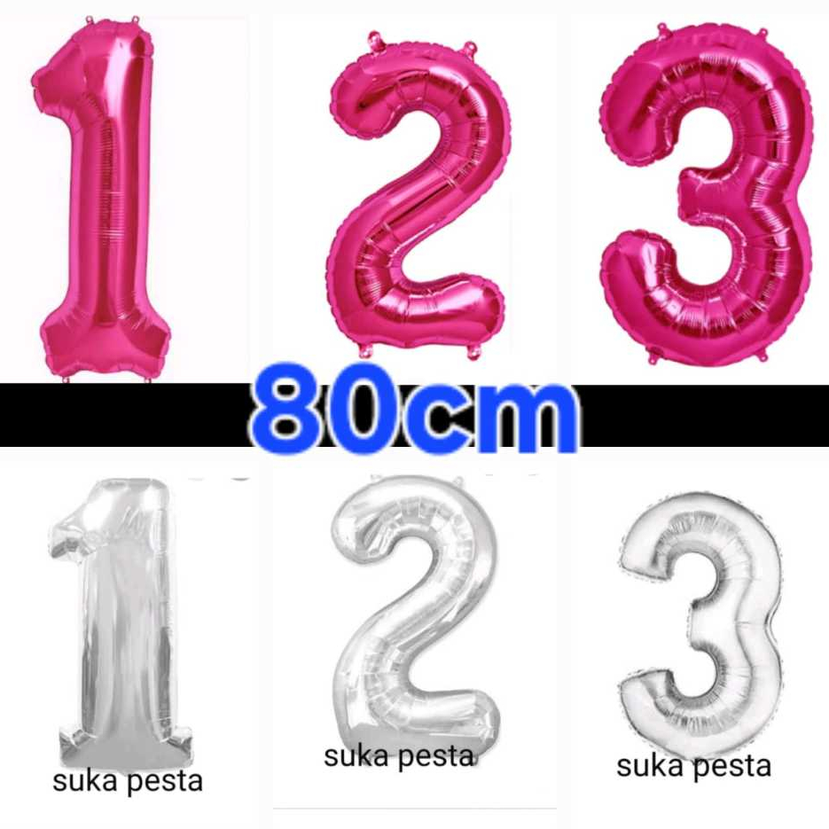 Jual Balon Foil Angka Jumbo 80 cm SILVER DAN PINK FANTA | Shopee Indonesia