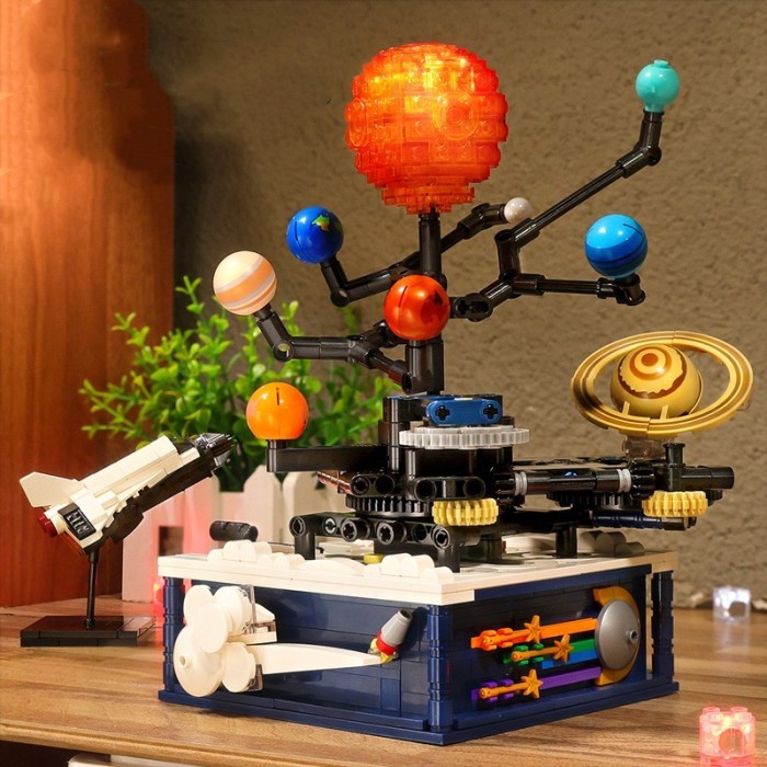 Jual Brick Rotating Solar System Light Sets Building Blocks Sun Earth ...