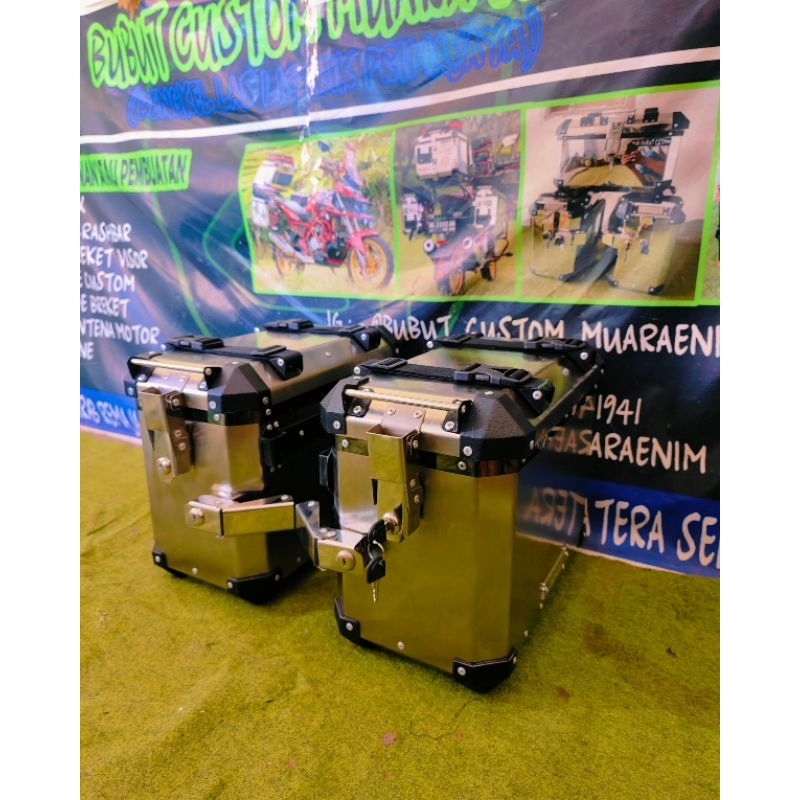 Jual Side box pannier 30L stainless mirror dan hairline , box pannier ...