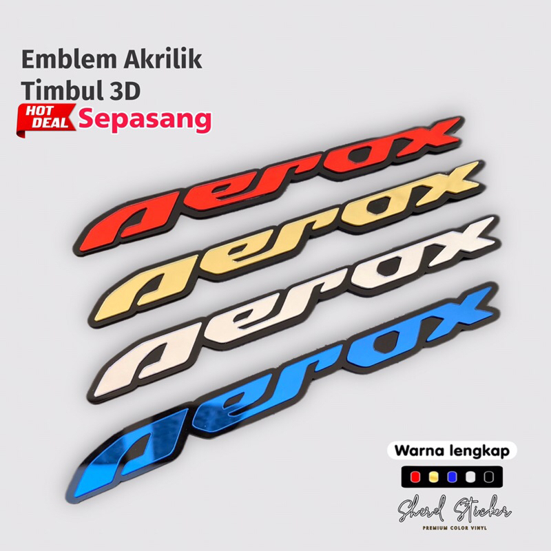 Jual Emblem akrilik AEROX timbul stiker logo yamaha aerox sepasang ...