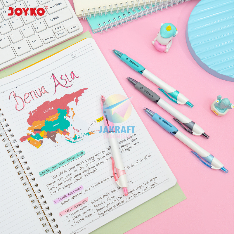 Jual (12 Pcs) GROSIR Pulpen Gel Pen Klik JOYKO GP-265AN Q4 GEL Morandi ...